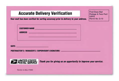 N1027491 Accurate Delivery Address Verification Cards Single Signature
