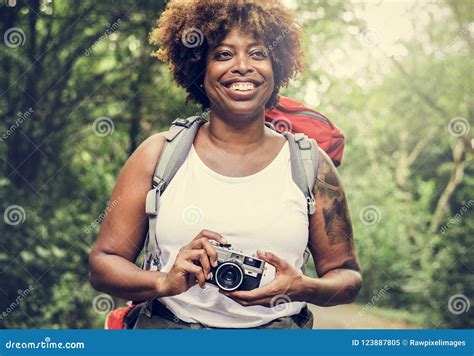 Woman With An Analog Camera Stock Image Image Of Activity Person