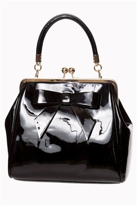 Retro Vintage 50s American Vintage Kiss Lock Bow Shiny Patent Leather