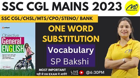 SSC CGL EXAM 2023 One Word Substitution Vocabulary English Grammar