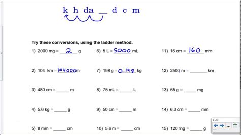 Metric To Metric Conversion Practice