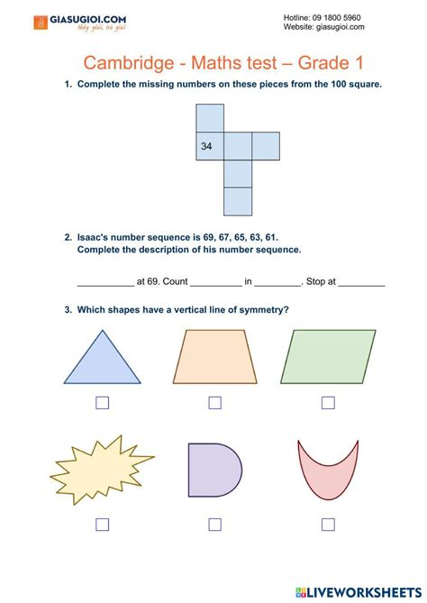 7118829 Cambridge Maths Grade 1 Gia Sư Giỏi