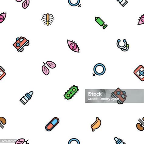 원활한 패턴 추상 낙서 요소 손으로 그린 컬렉션 의학 벡터 디자인 스타일 배경 메딕 주사기 태블릿 심장 일러스트 만화 아이콘 건강관리와 의술에 대한 스톡 벡터 아트 및 기타