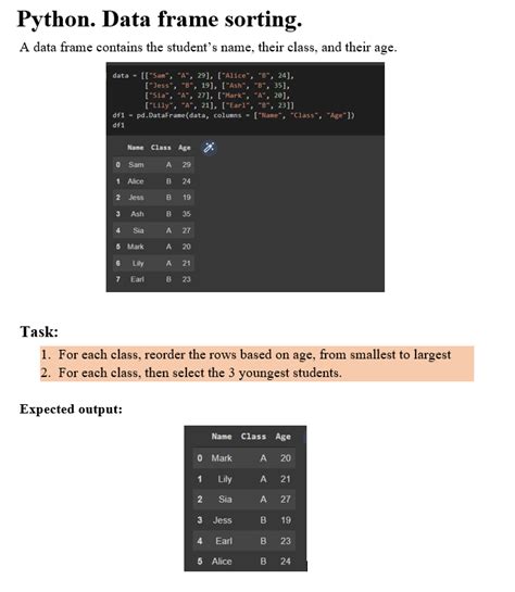 Solved Python Data Frame Sorting Data Sam A Chegg