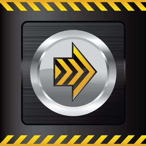 Yellow Danger Button On A Steel Background Stock Vector Illustration Of Modern Application