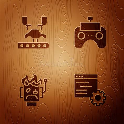 Set Computer Api Interface Robotic Robot Arm On Factory Burned Out