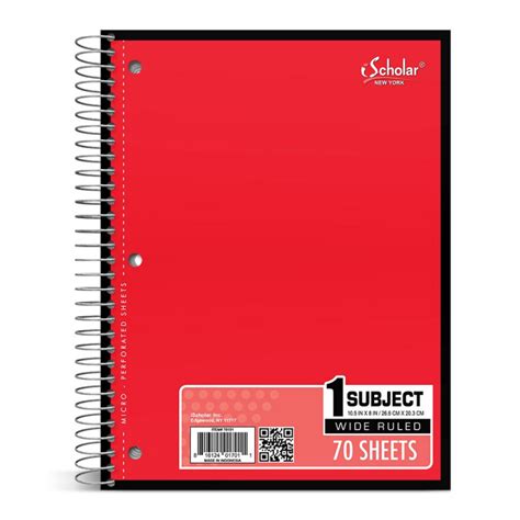 Wide Ruled Spiral Notebook 70 Sheets Schoolbox Kits