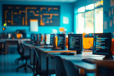 Innovative Classroom For Coding And Robotics Stock Illustration