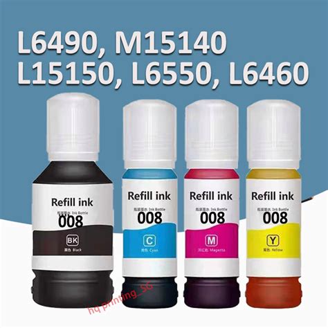 008 Pigment Ink Refill Black Cyan Magenta Yellow Pigment Ink Bottle For Epson L15150 L6550