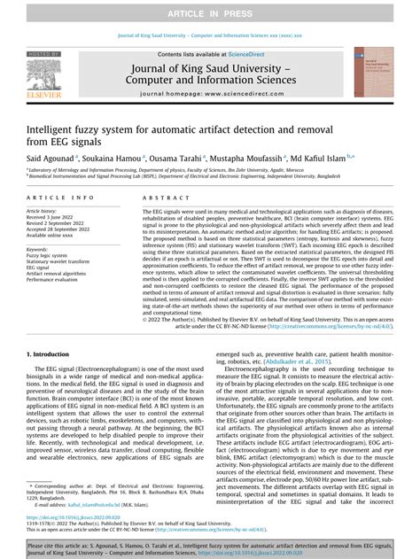 Pdf Intelligent Fuzzy System For Automatic Artifact Detection And