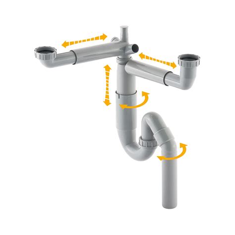 Siphon gain de place évier 2 cuves Diam 40mm Leroy Merlin