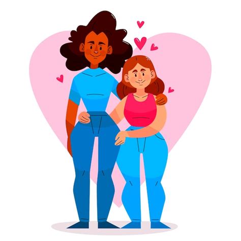 Casal De Lésbicas Ilustrado Vetor Grátis