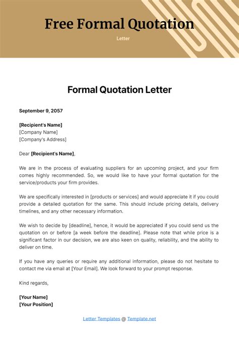 Free Formal Quotation Letter Template To Edit Online