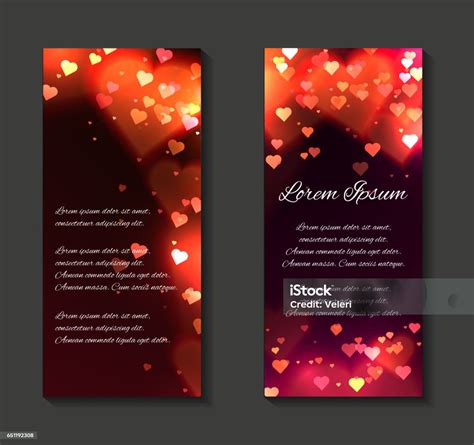 벡터 축제 전단지 전단지 브로슈어 서식 파일 고급 스러운 빛나는 붉은 마음 스파크 및 텍스트에 대 한 장소 2월에 대한 스톡