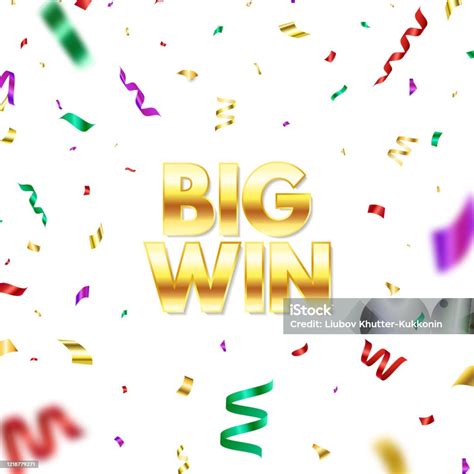 큰 승리 황금 반짝이 텍스트 색상 떨어지는 색종이 밝은 축하 배경 당신은 승리입니다 승자 팀 색종이 폭발 성공적인 챔피언 벡터 일러스트레이션 1위에 대한 스톡 벡터 아트 및