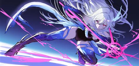 Skirk Genshin Impact Genshin Impact Highres Girl Black Leotard Breasts Fighting Stance