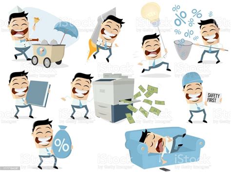 다양한 상황에서 아시아 사업가의 재미있는 만화 컬렉션 개념에 대한 스톡 벡터 아트 및 기타 이미지 개념 개념과 주제 경영자 Istock