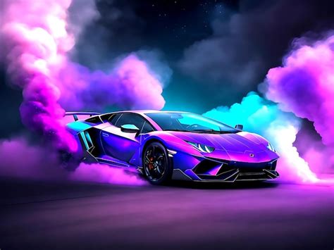 Premium Photo Wallpaper Of Lamborghini Car With Smoke And Galaxy Vibe