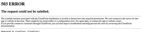 503 Error The Lambda Function Associated With The CloudFront