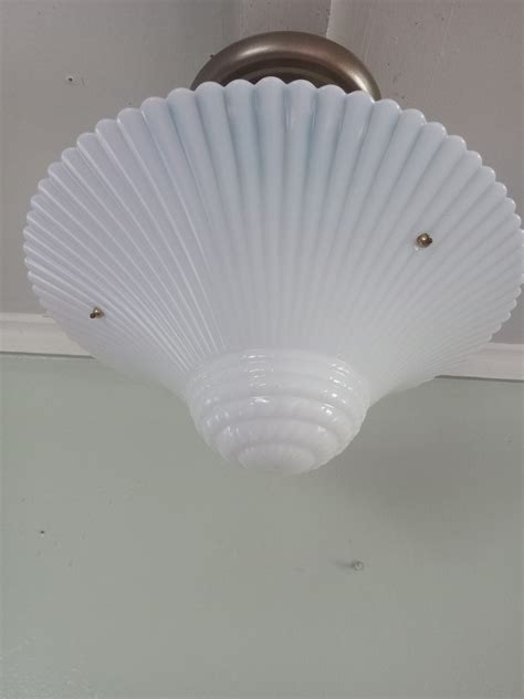 Antique Art Deco Hanging Glass Ceiling Light Fixture Chandelier White Chain S