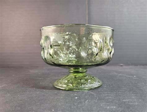 Set Of Nine Anchor Hocking Lido Milano Avocado Green Crinkle Vintage