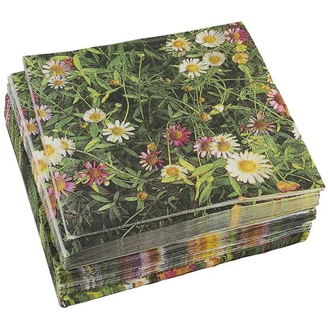 100 Pack Decorative Napkins Daisy Garden Floral Print Disposable