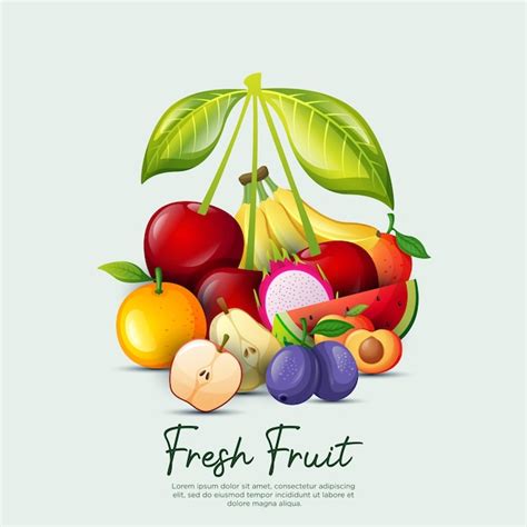Premium Vector Realistic Fresh Fruit Background Design
