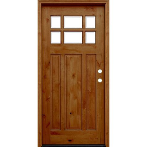 Pacific Entries 36 In X 80 In Craftsman Rustic 6 Lite Stained Knotty