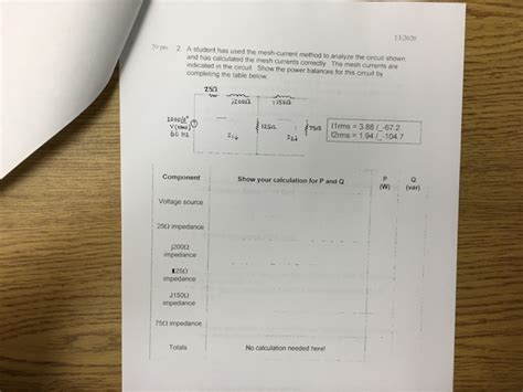 Solved A Babe Has Used The Mesh Current Method To Analyze Chegg Com