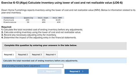 Solved Exercise 6 13 Algo Calculate Inventory Using Lower