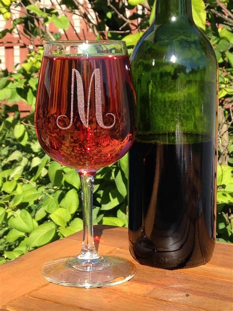 Stemmed Wine Glass Monogram Engraved Personalized A Z Letters Etsy