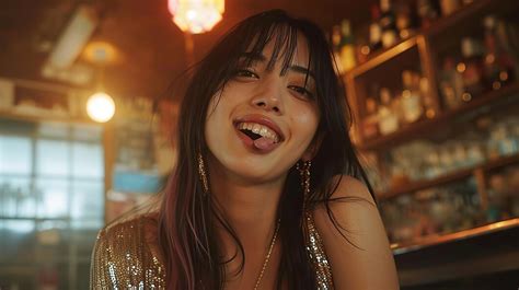 Premium Photo A Lovely Young Korean Girl In Closeup Grinning And