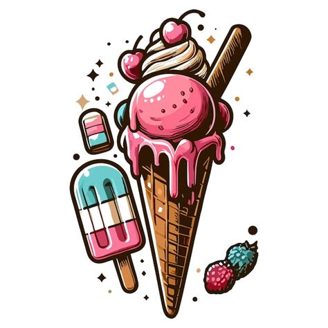 Premium Vector Melting Ice Cream Balls In The Waffle Cone Isolated On