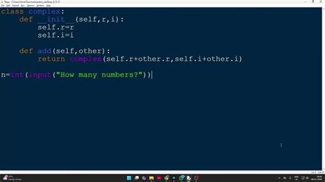 Python Program For Addition Of Complex Numbers Using Class Vtu Q8