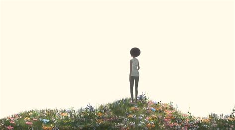 자연에서 홀로 여자 자유 희망 동기 부여 영감 외롭고 외로움 개념 Lanscape 그림 예술 3d 삽화 꽃 필드 십대 소녀에