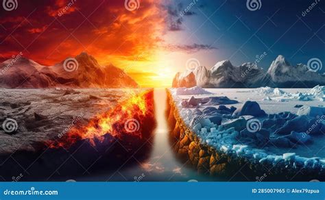 Contrasting Worlds Global Climate Change Generative AI Stock