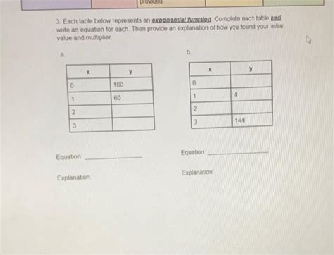 Solved 3 Each Table Below Represents An Exponential