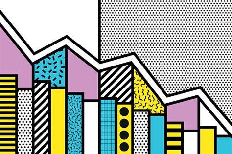 코로나 바이러스 추상디자인 레트로 스타일 스톡 일러스트의 부정적인 영향을 보여주는 그래프의 벡터 1980 1989 년에 대한