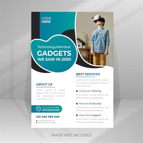 혁신 기술 및 커뮤니케이션 전단지 템플릿 프리미엄 벡터