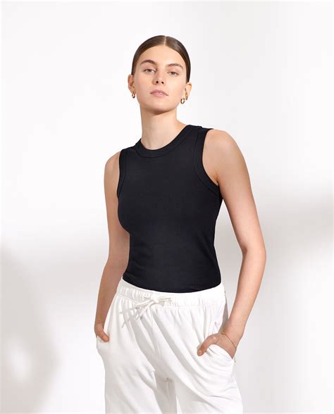 Camiseta Sin Mangas De Canalé Negra Breadandboxers