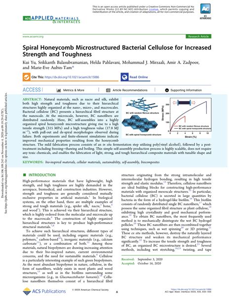 Pdf Spiral Honeycomb Microstructured Bacterial Cellulose For Increased Strength And Toughness