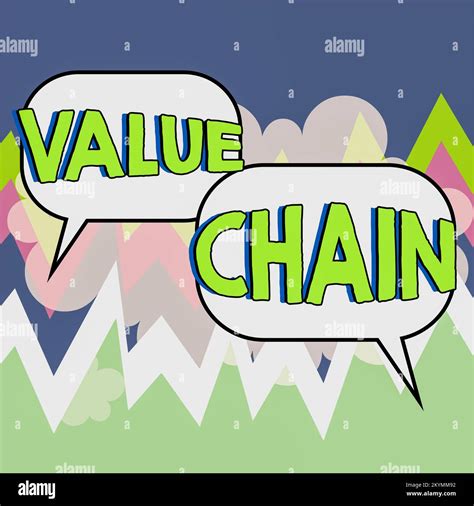 Writing Displaying Text Value Chain Word Written On Business