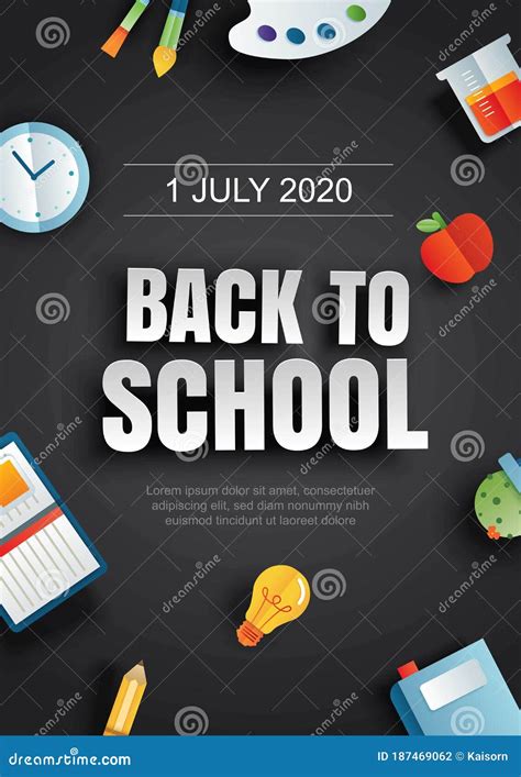 Cartel De Regreso a La Escuela Con Artículos Educativos Sobre Fondo