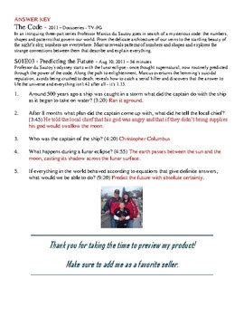 The Code Episode Predicting The Future Movie Guide W Answer Key Mathematics