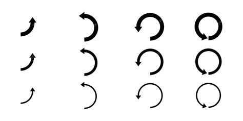 둥근 화살표 벡터 집합입니다 원형 이동 화살표 웹 디자인을 위한 둥근 화살표가 있는 추상 집합입니다 프리미엄 벡터