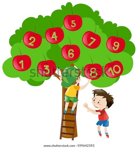 Counting Numbers Apples On Tree Illustration Stock Vector Royalty Free