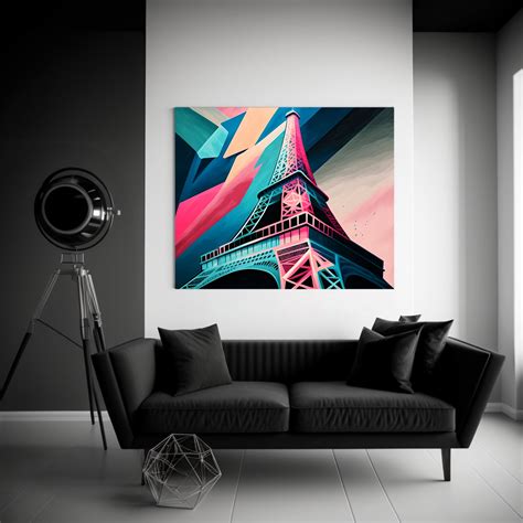 Picasso Eiffel Tower Print Pink And Blue Abstract Art Digital Print Etsy