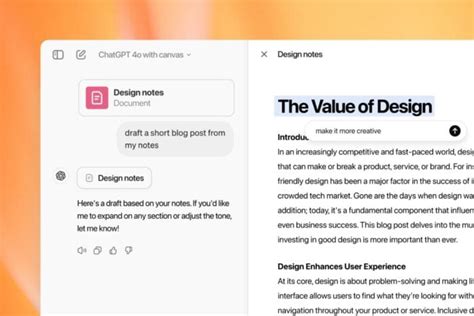 Chatgpt Has A New Interface Canvas Which Allows For Interactive Methods To Provide Feedback