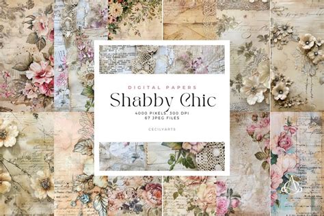 67 Shabby Chic Junk Journal Pages