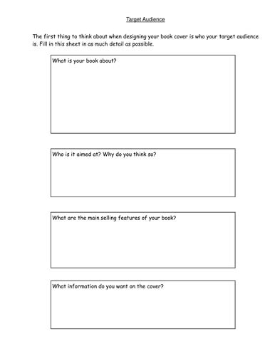 analyzing a book cover answer sheet teaching resources